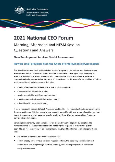 CEO Forum 2021 - Morning-Afternoon-NESM - Questions and Answers - word version - Department of ...